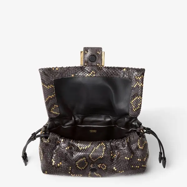 Fendi Baguette® Soft Medium Hand-painted Black Python Bag